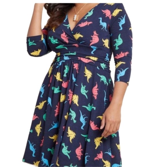 Modcloth | Dresses | Modcloth Jessy B Dinosaur V Neck Surplice Neck ...